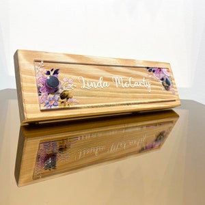 Floral Design Custom Office Desk Name Plate - Etsy