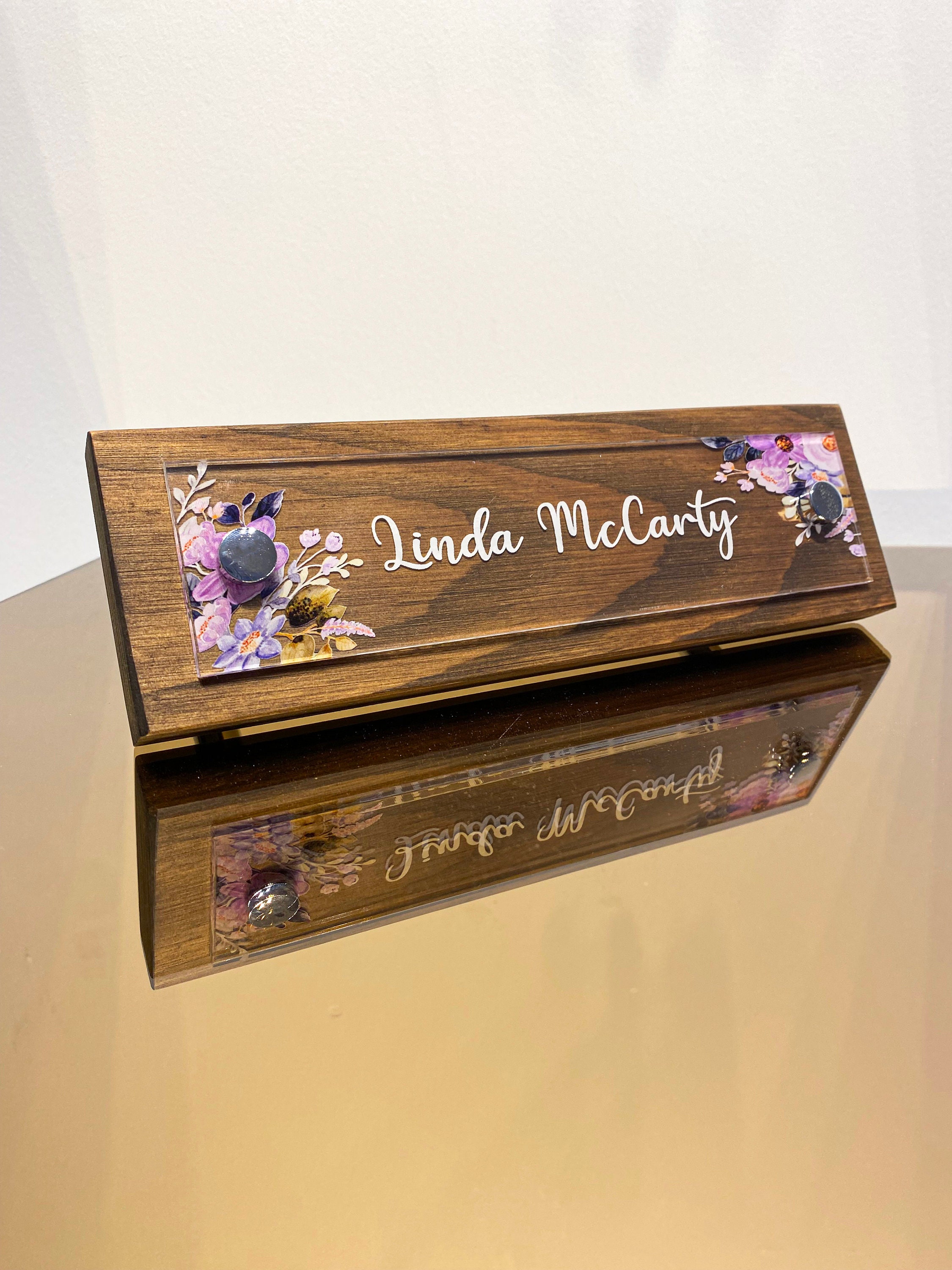 Floral Design Custom Office Desk Name Plate - Etsy