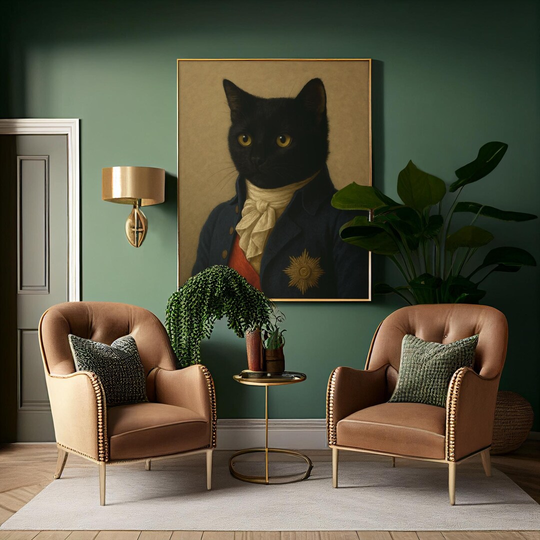Juju the Aristocat – Printable Neoclassical Black Cat Portrait ...