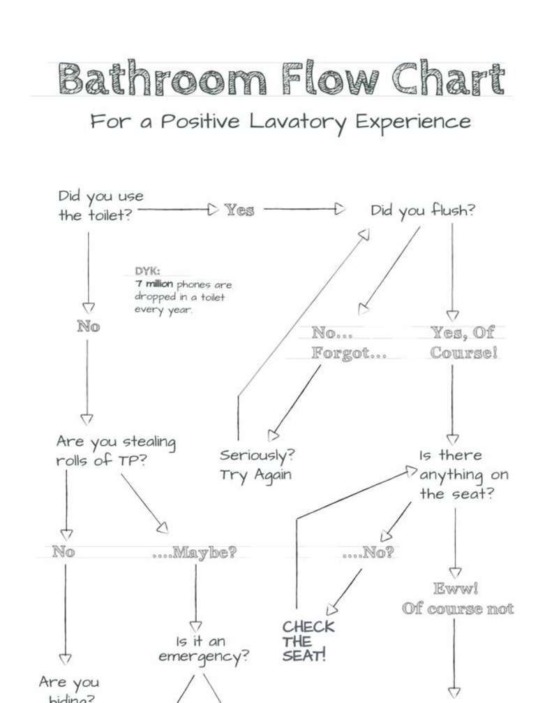 Bathroom Flow Chart Poster | Funny Bathroom Sign | Digital Download ...