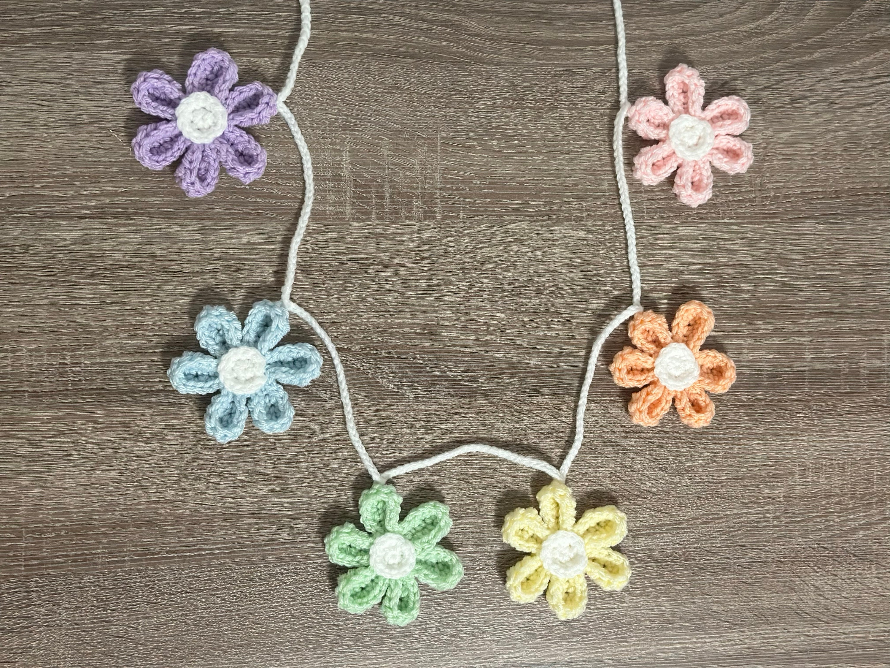 Crochet Flower Garland Crochet Pastel Daisy Spring Decor Crochet Easter ...