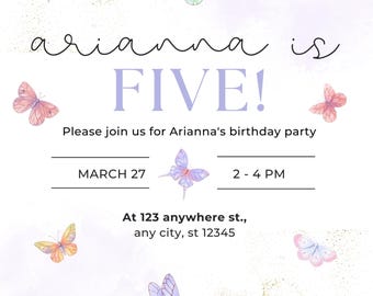 Editable Birthday Party Invitation, Text Invitation, Rainbow Birthday ...