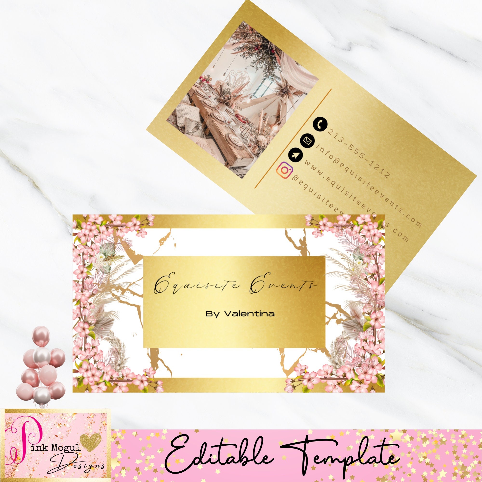 Glam Business Card Template, Event Planner, Business Card Instant ...