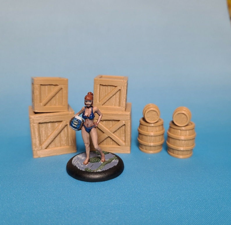Cargo Boat Set With Crates and Barrels for Tabletop RPG D&D Pirates ...