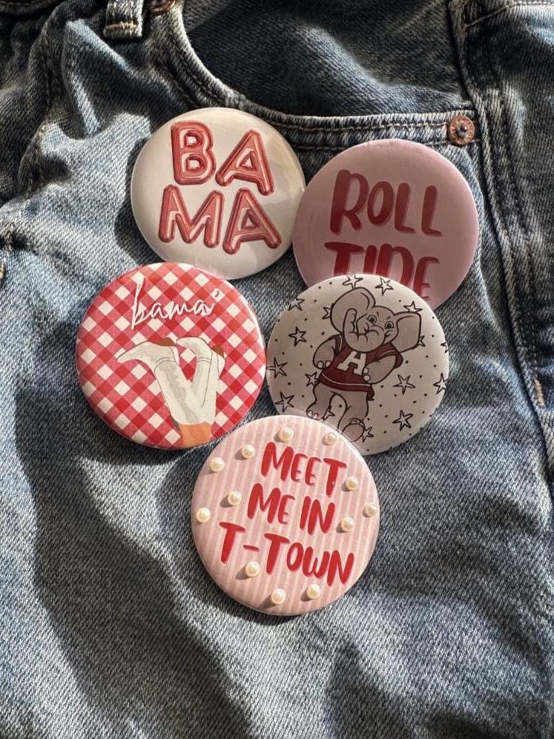 Alabama Game Day Button Pins: Crimson Tide Football Accessories - Etsy