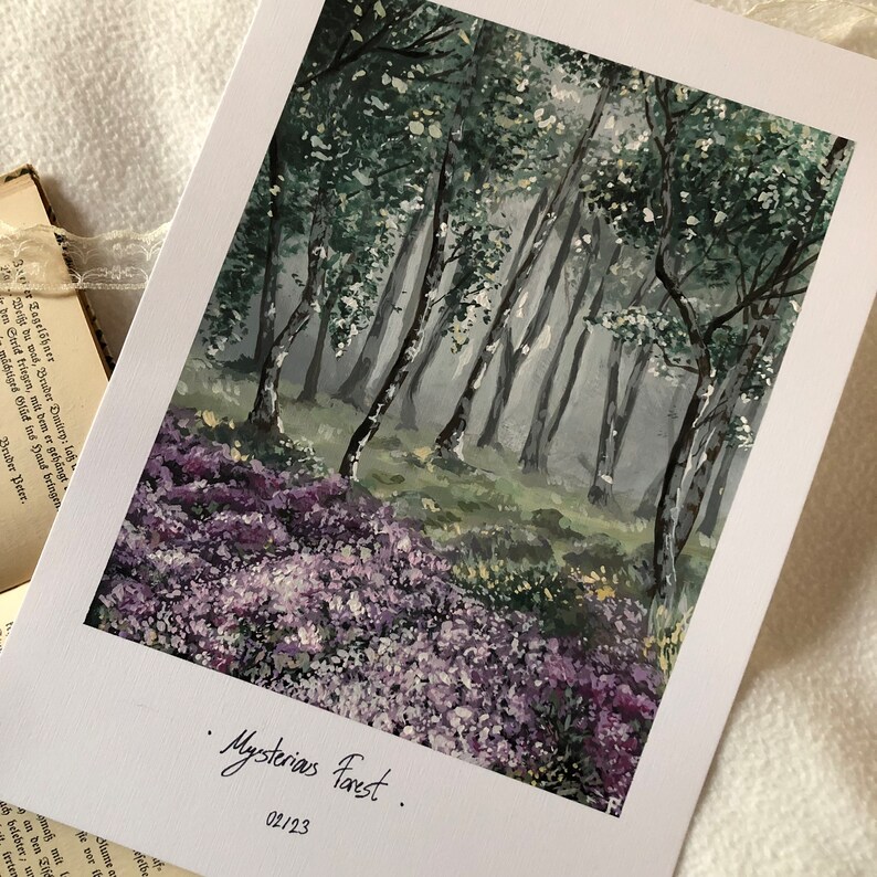 Mysterious Forest a4 Original Painting Acrylic, Wood Paint Artwork ...