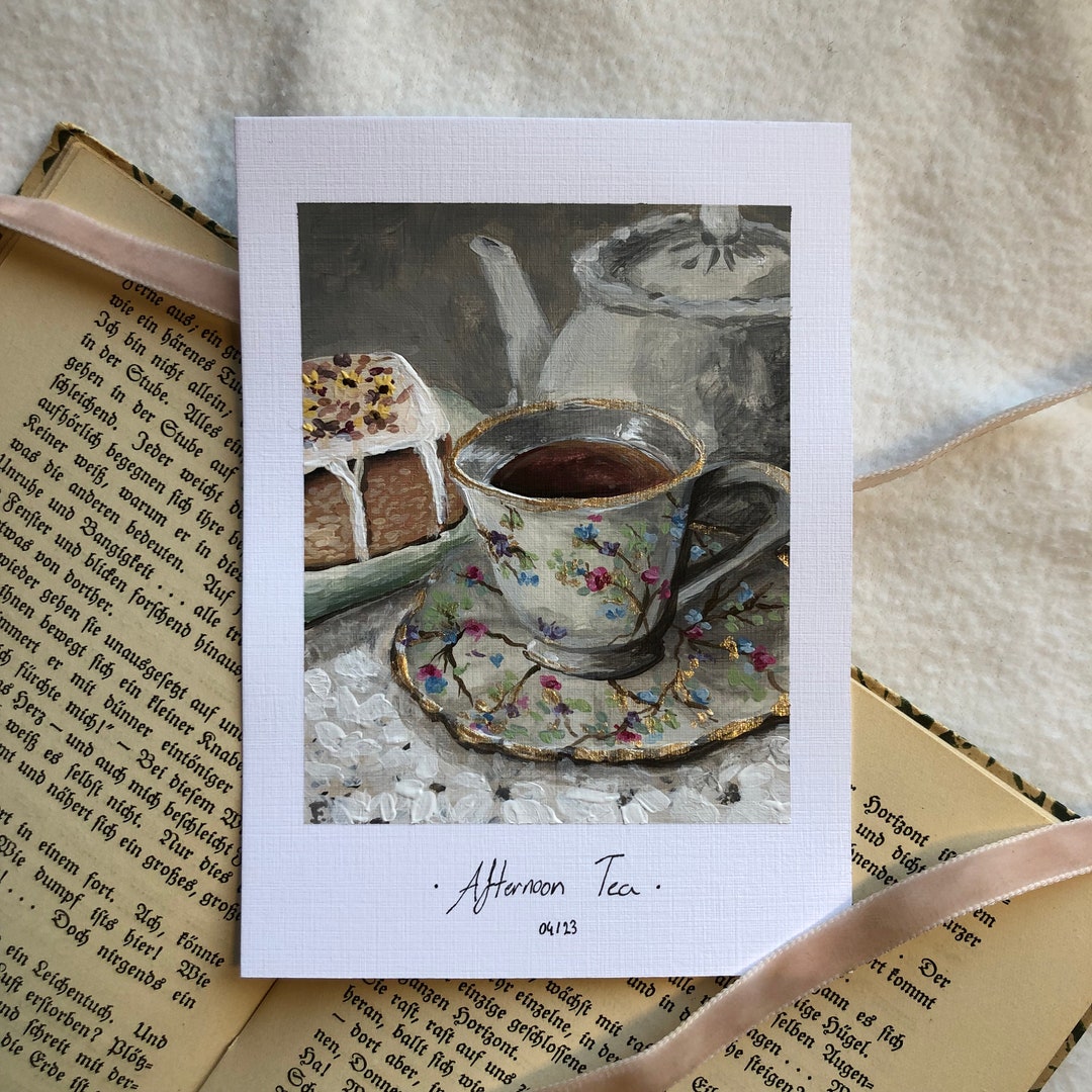 Afternoon Tea "original Painting - Acrylic A6" , Home Artwork, Small ...