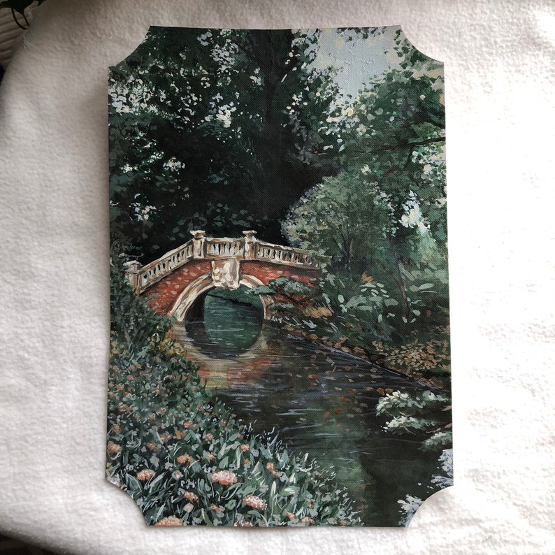 Old Bridge a4 Original Painting Acrylic, Wood Paint Artwork, Wall ...