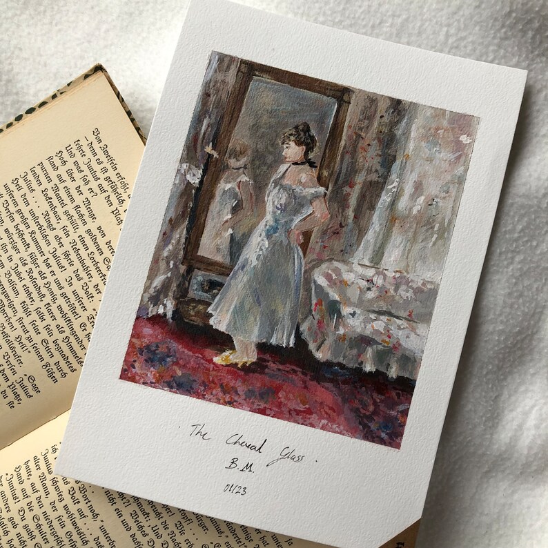 The Cheval Glass original Painting Acrylic A5 , Tiny Artwork, Small ...