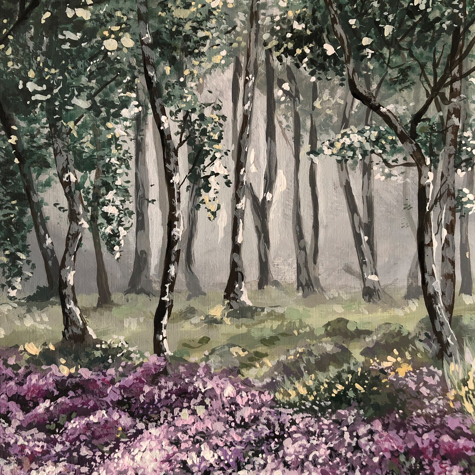 Mysterious Forest a4 Original Painting Acrylic, Wood Paint Artwork ...