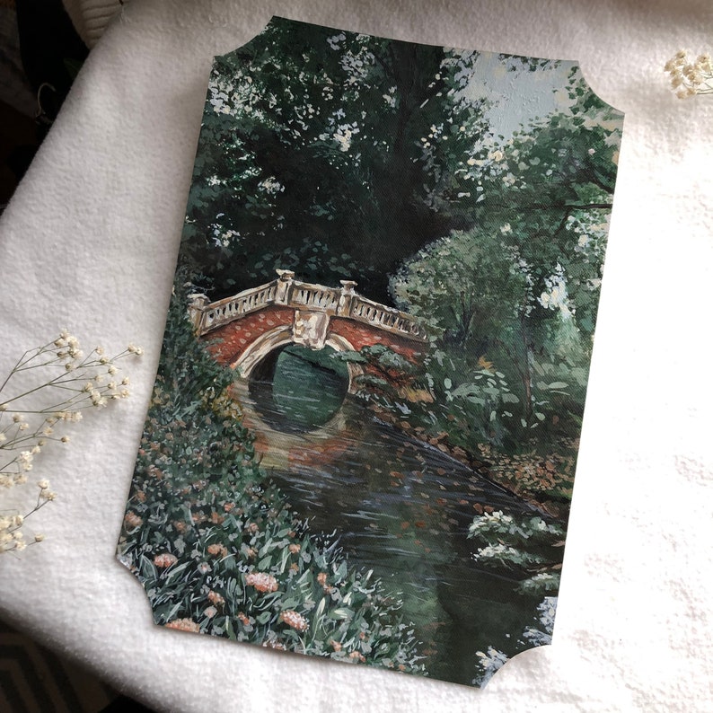 Old Bridge a4 Original Painting Acrylic, Wood Paint Artwork, Wall ...