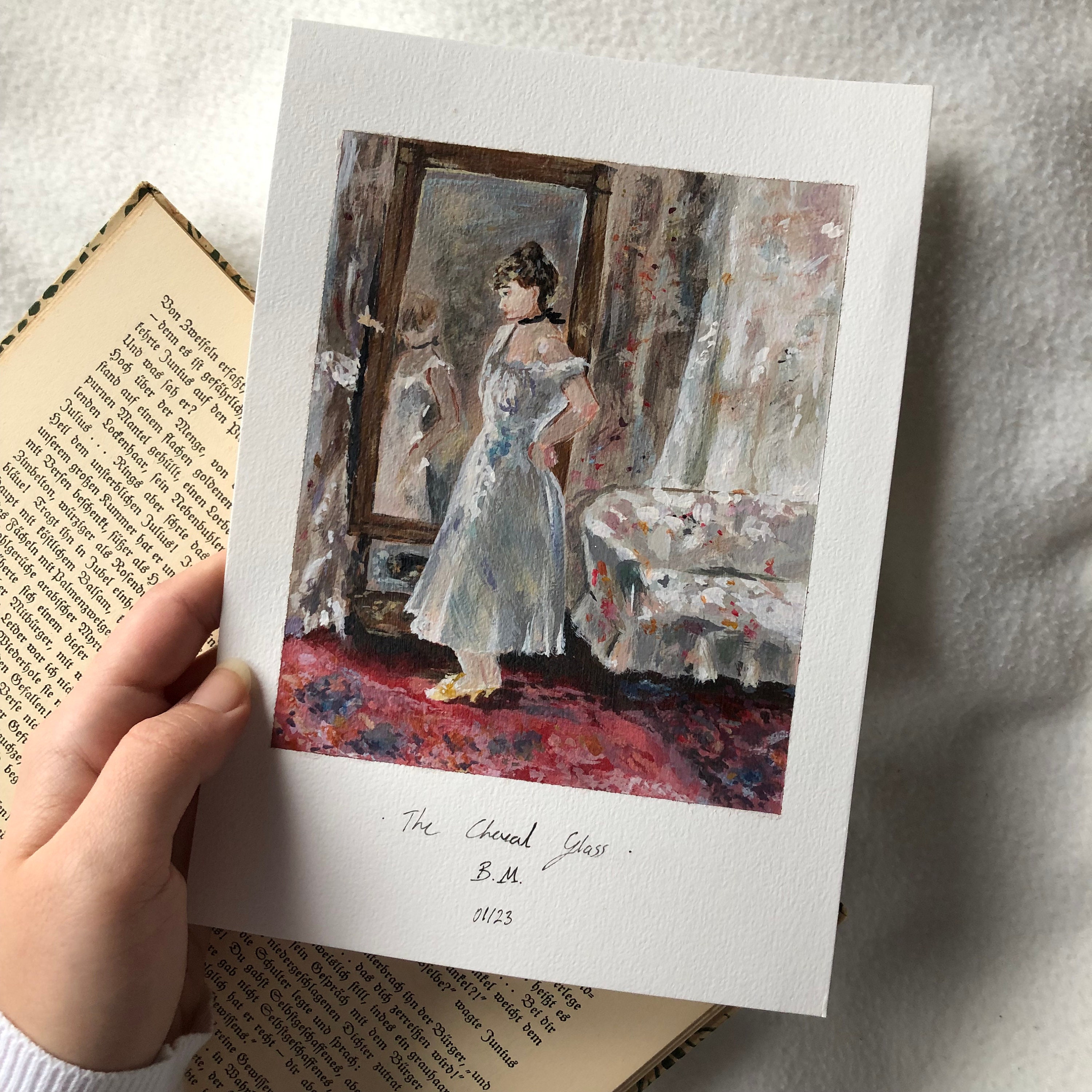 The Cheval Glass original Painting Acrylic A5 , Tiny Artwork, Small ...