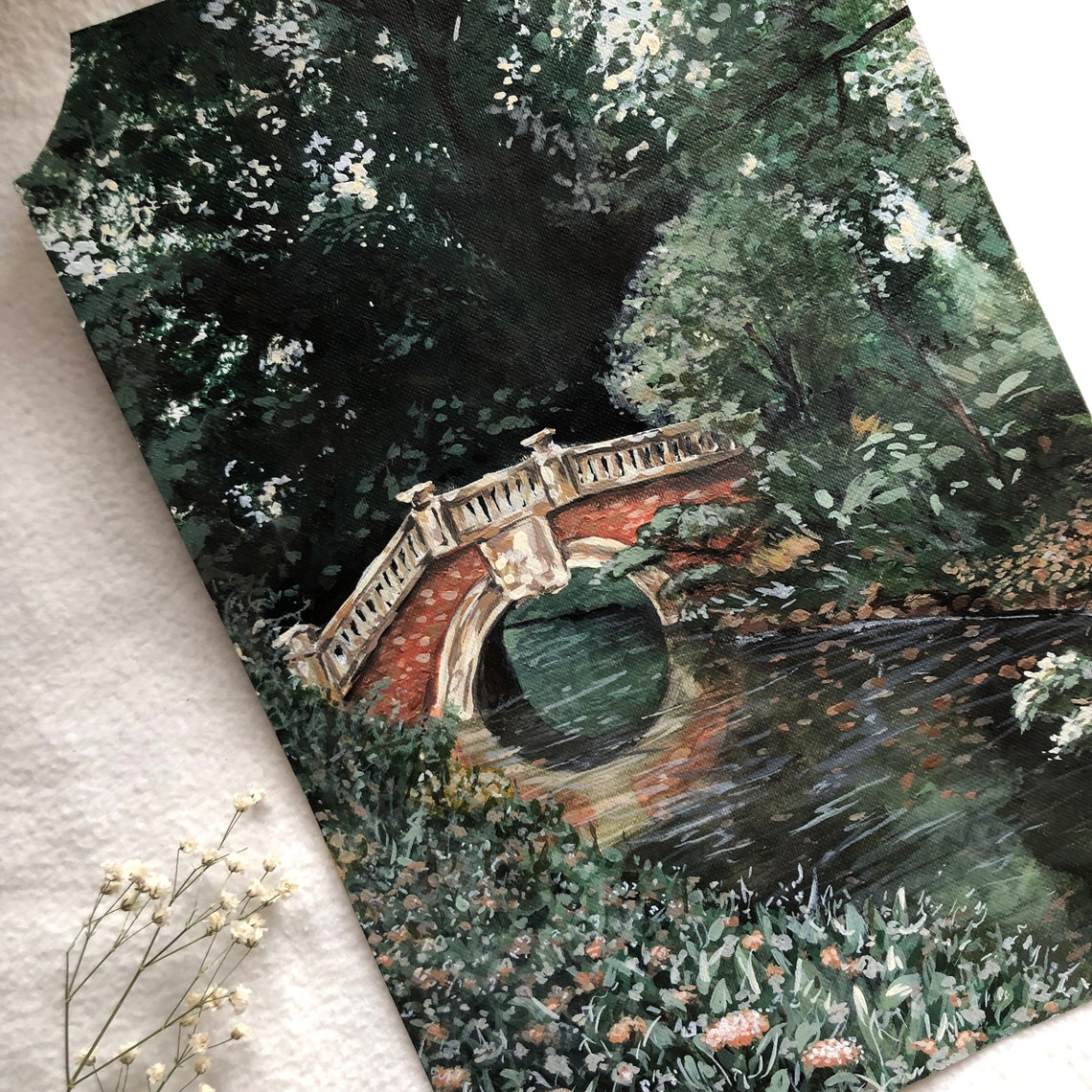 Old Bridge a4 Original Painting Acrylic, Wood Paint Artwork, Wall ...