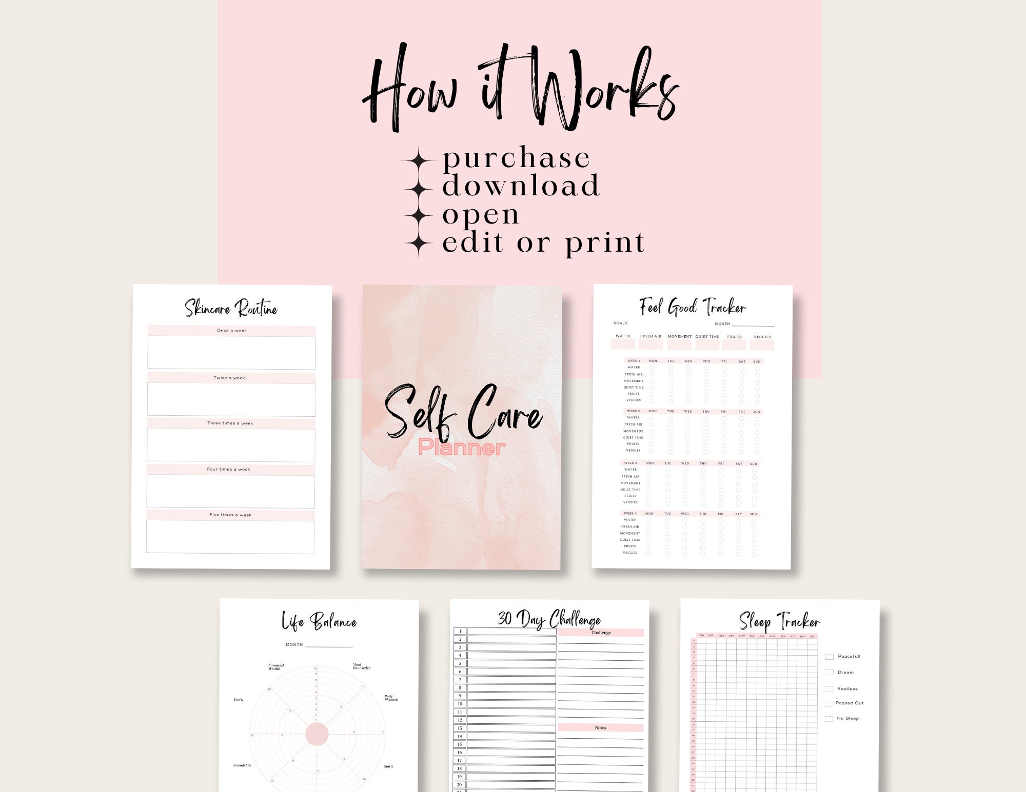 Ultimate Self-care Planner Printable - Habits, Skincare, Haircare ...