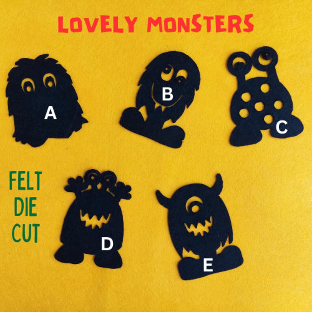 Felt Die Cut Monsters Collection Halloween Appliques of Lovely Monsters ...