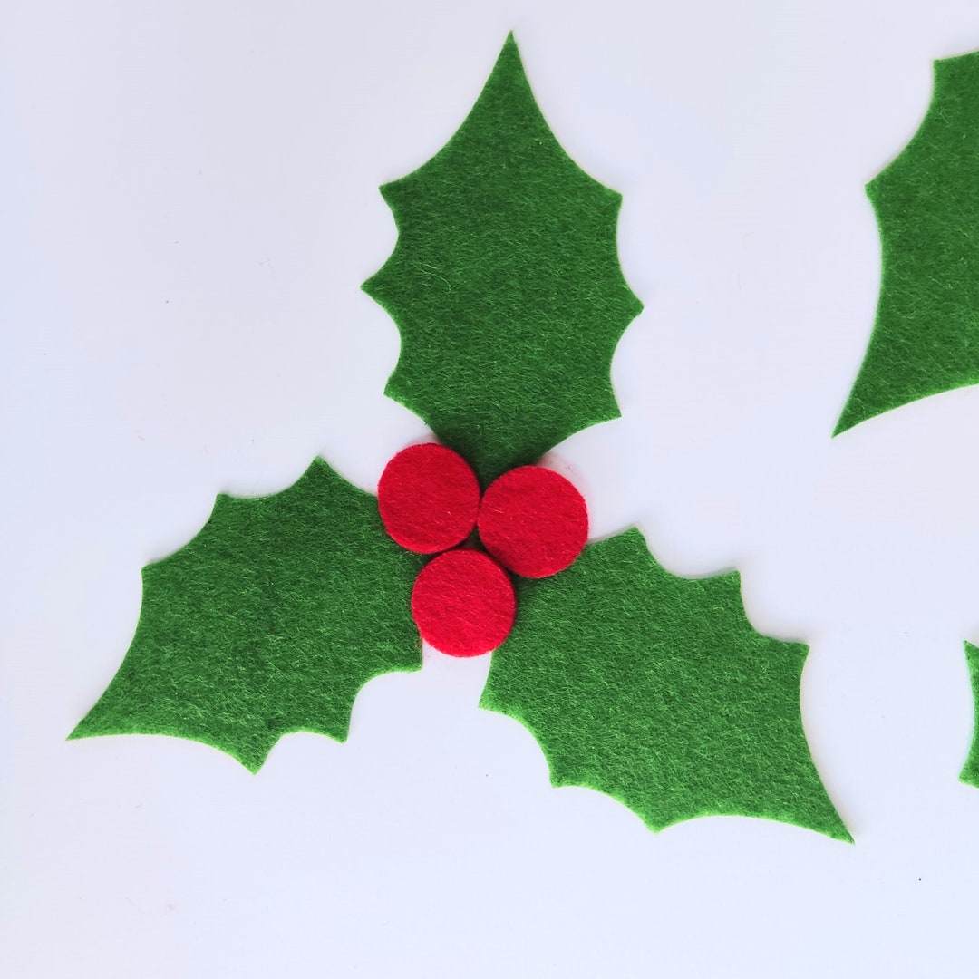Felt Holly Leaves Felt Die Cut Christmas Craft Supplies Felt Mistletoe ...
