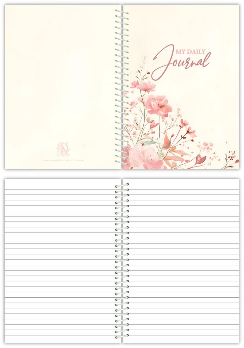 A5 Minimalist Floral Daily Journal – College Ruled Notebook With White ...