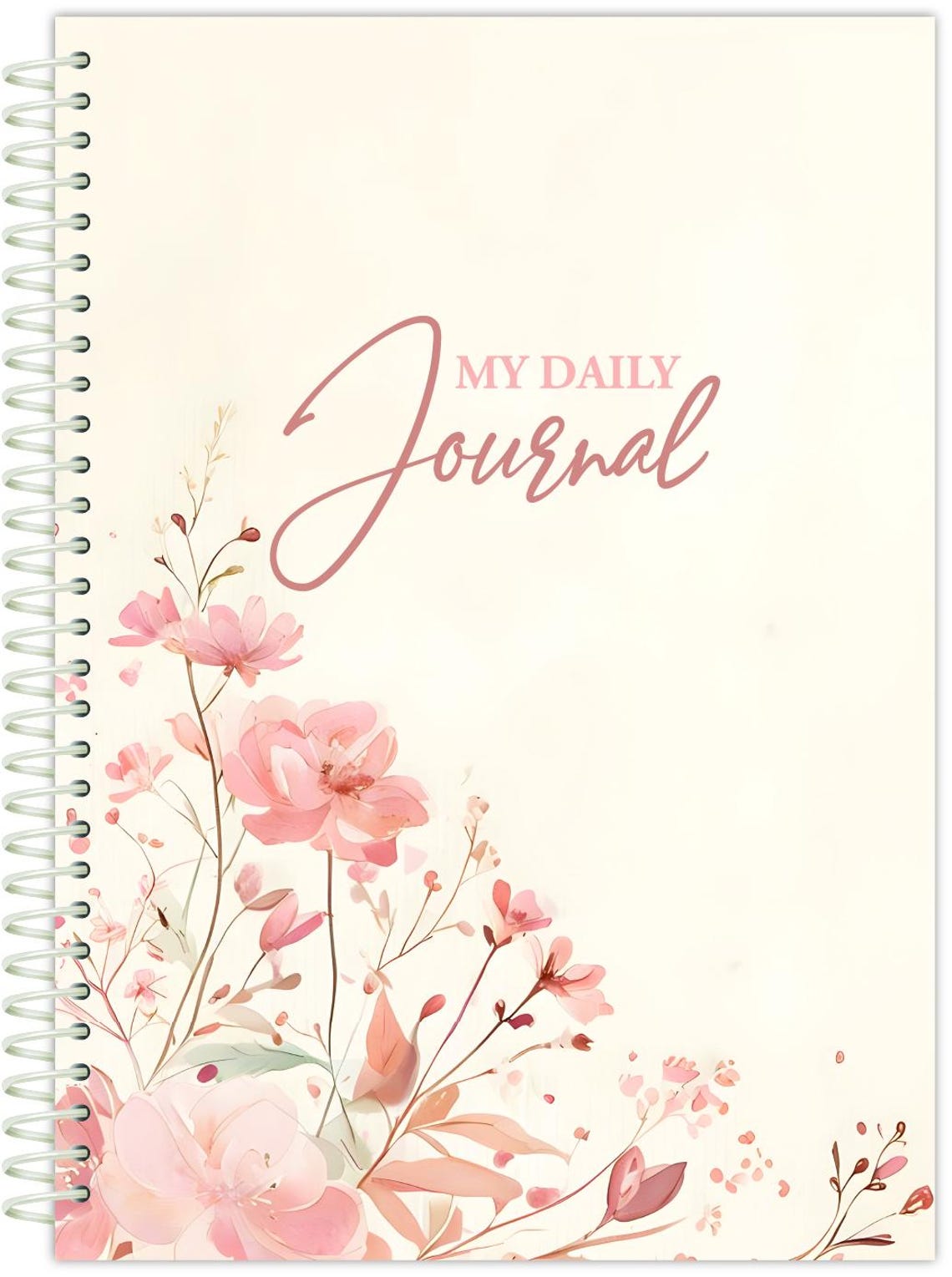 A5 Minimalist Floral Daily Journal – College Ruled Notebook With White ...