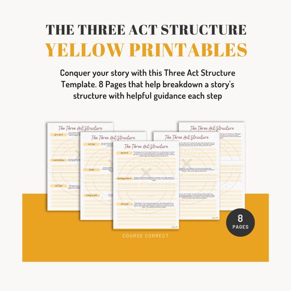 3 Act Structure YELLOW Workbook Nanowrimo Printable - Etsy