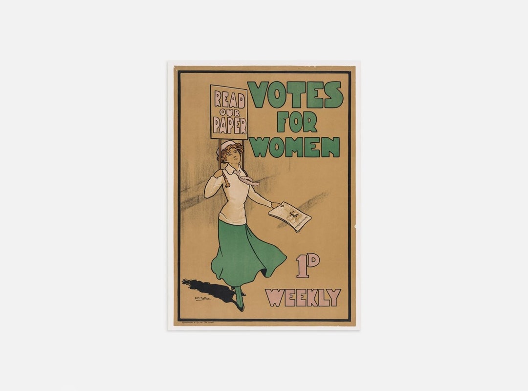 Vintage Feminist Poster, votes for Women Illustration, 1920's Suffrage ...