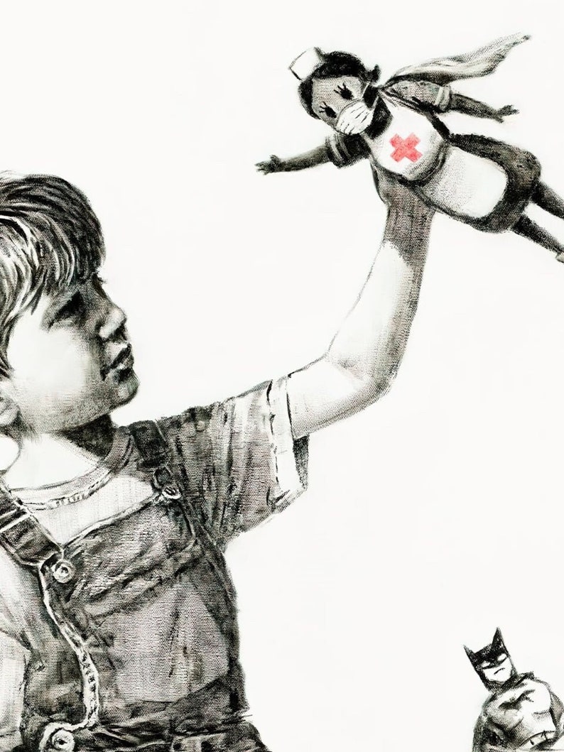 Banksy Nurse Superhero Print, HIGH QUALITY POSTER, Banksy game Changer ...