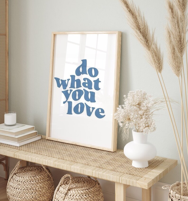 Retro Quote Print Do What You Love Poster Aesthetic Print - Etsy