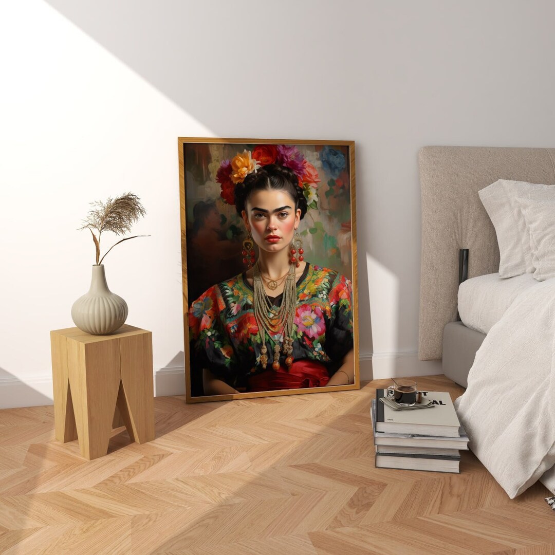 Frida Kahlo Painting, Frida With Crown of Flowers, Frida Kahlo Print ...