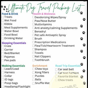 Ultimate Dog Travel Packing List | Instant Download - Etsy