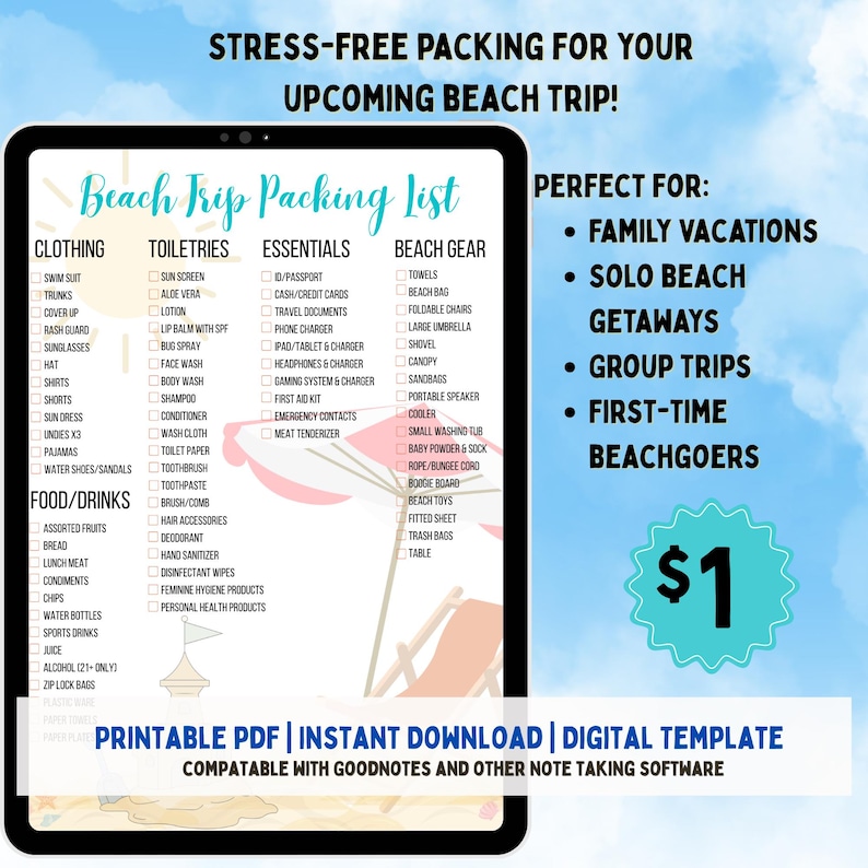 Ultimate Beach Packing List | Family Beach Trip Checklist | Printable ...