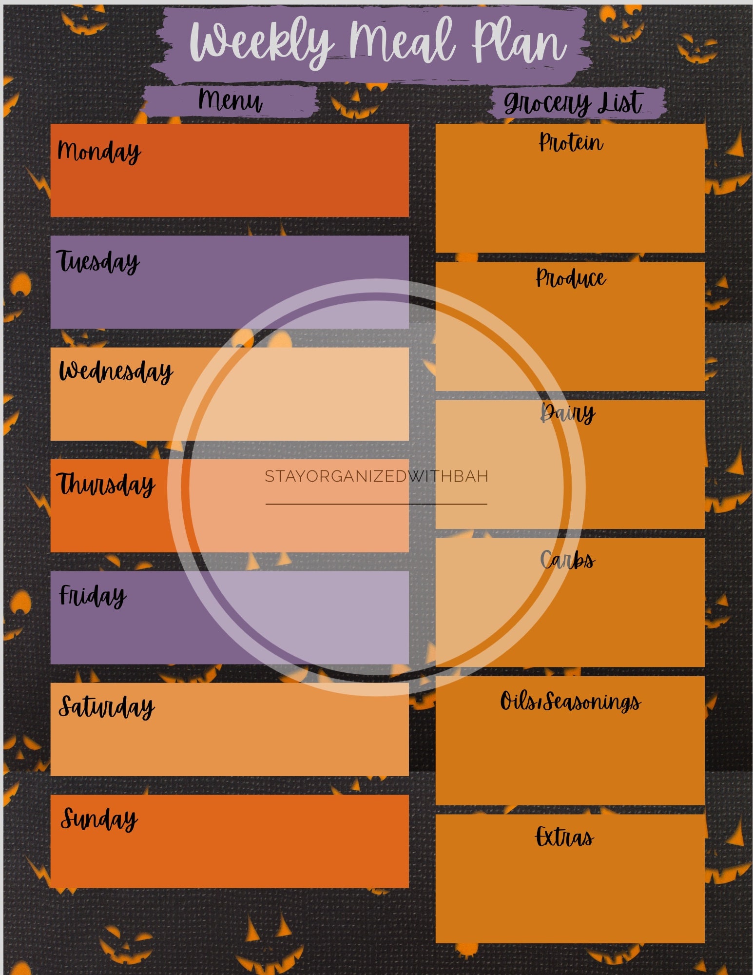 Printable October Meal Planner - Etsy
