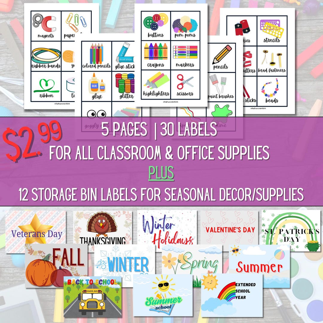 Ultimate Organization Bundle: Seasonal & Supply Bin Labels for Schools ...