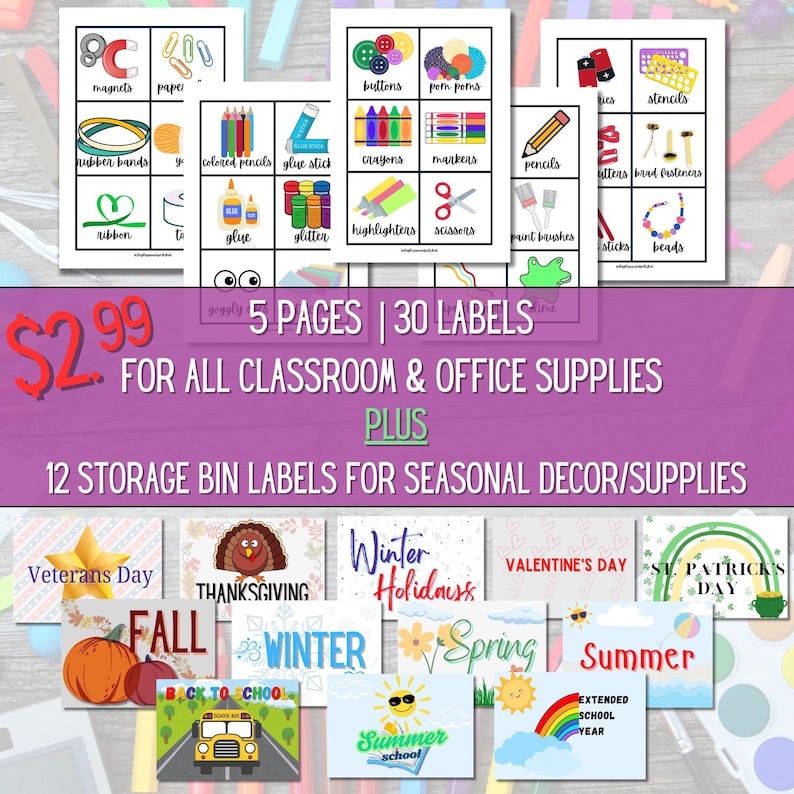 Ultimate Organization Bundle: Seasonal & Supply Bin Labels for Schools ...