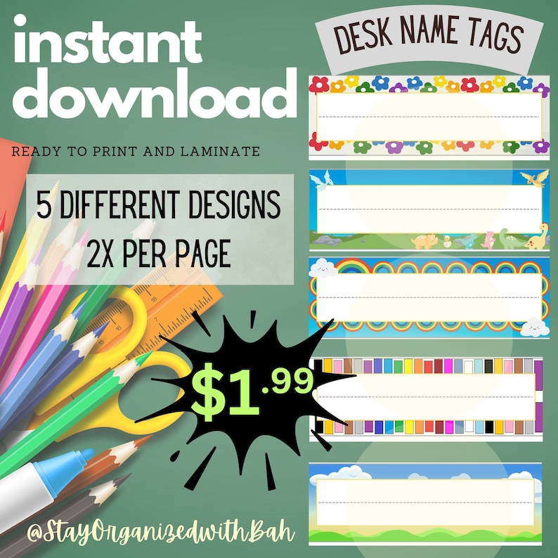 Printable Classroom Desk Name Tags | Instant Download | Back to School ...