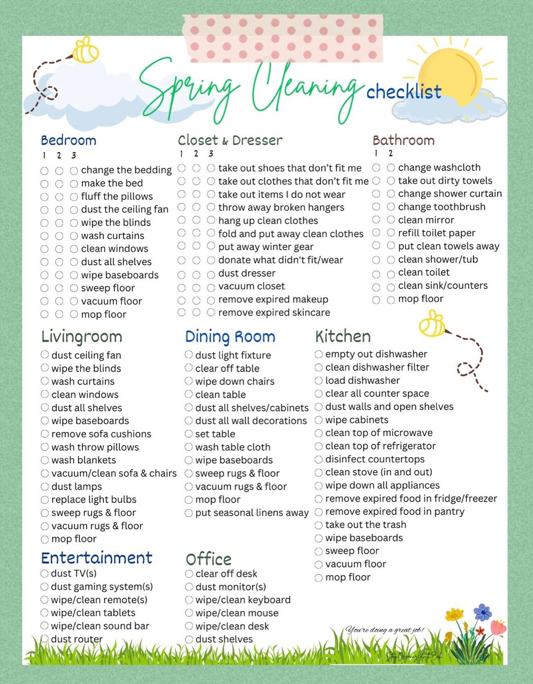 Ultimate Spring Cleaning Checklist - Etsy