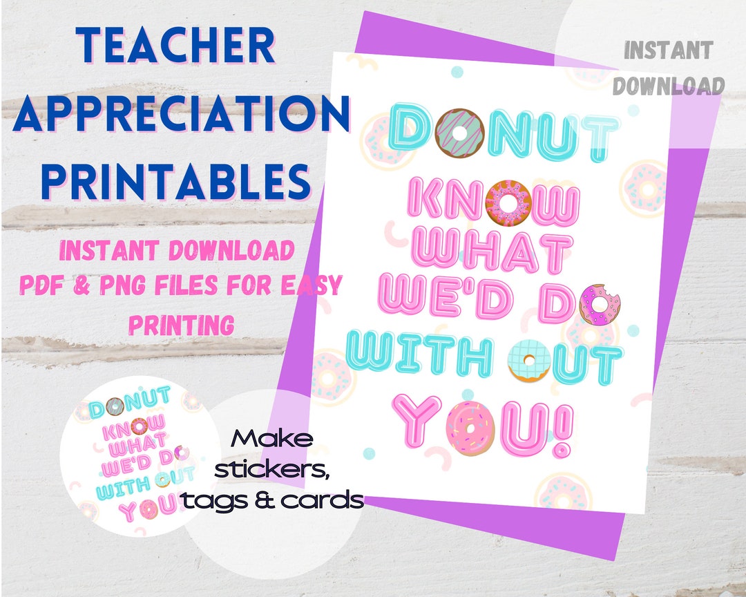 Teacher Appreciation Week, 8.5 X 11 Sign and PNG Files for Stickers and ...