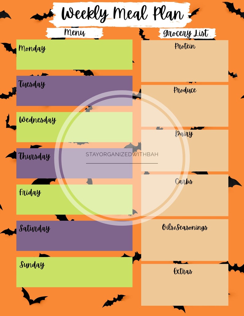 Printable October Meal Planner - Etsy