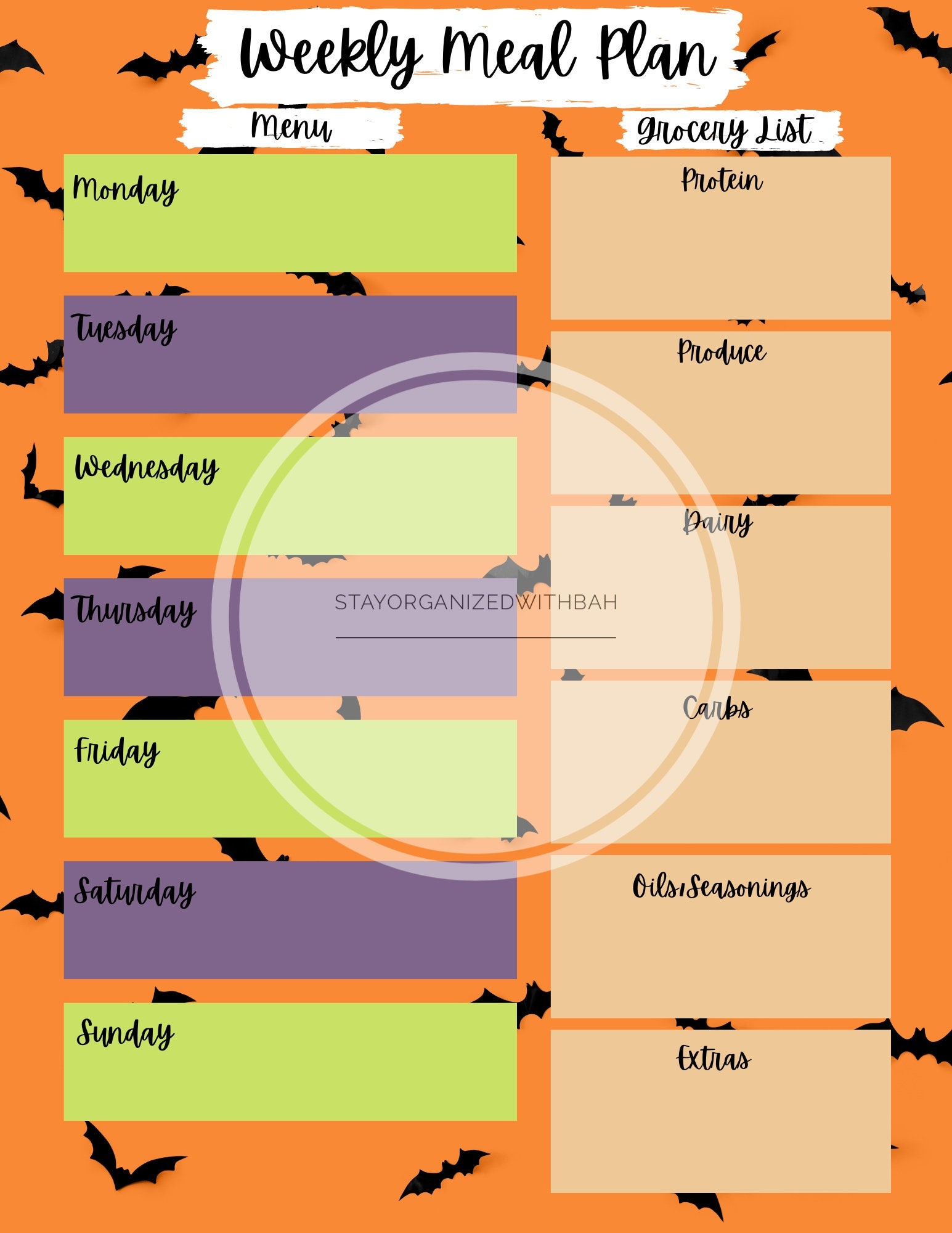 Printable October Meal Planner - Etsy