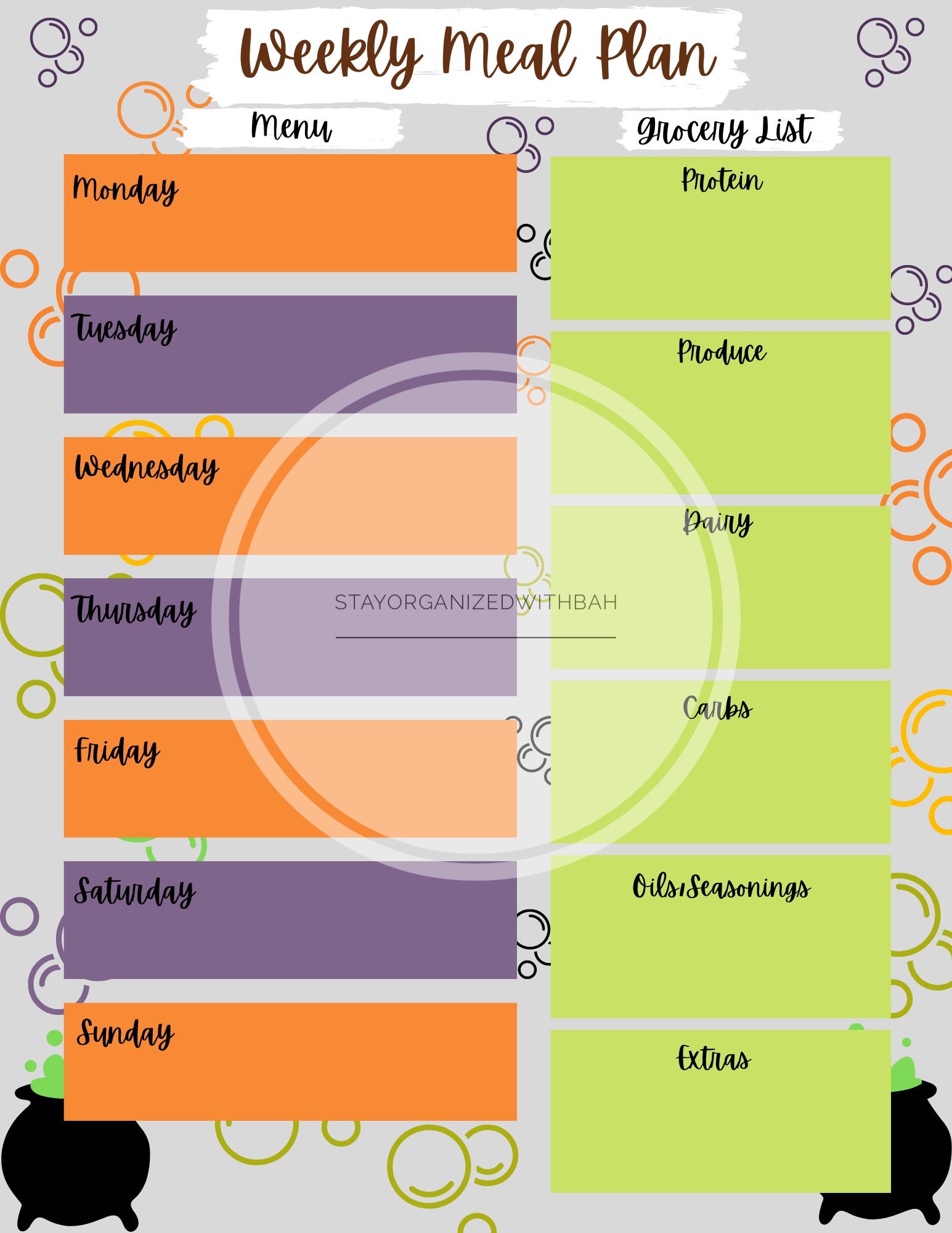 Printable October Meal Planner - Etsy