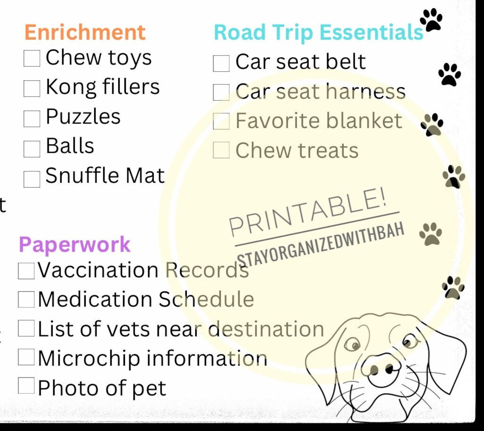 Ultimate Dog Travel Packing List | Instant Download - Etsy