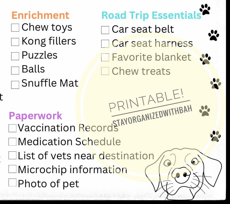 Ultimate Dog Travel Packing List | Instant Download - Etsy