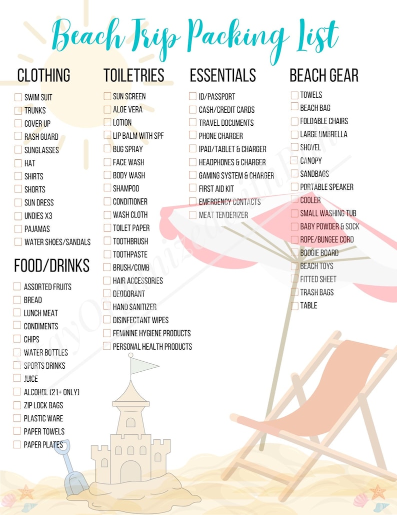 Ultimate Beach Packing List | Family Beach Trip Checklist | Printable ...