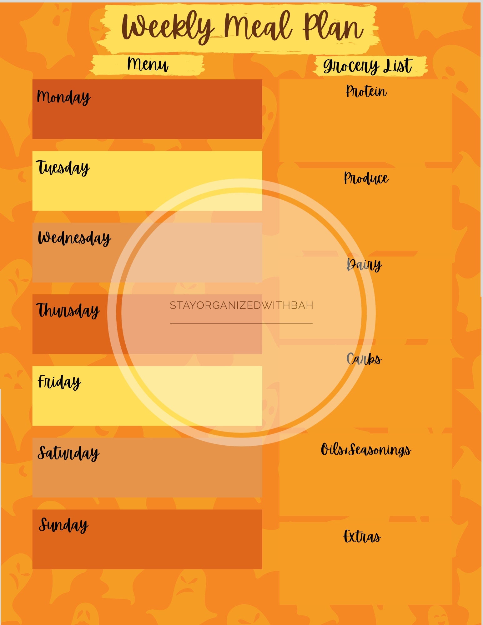 Printable October Meal Planner - Etsy