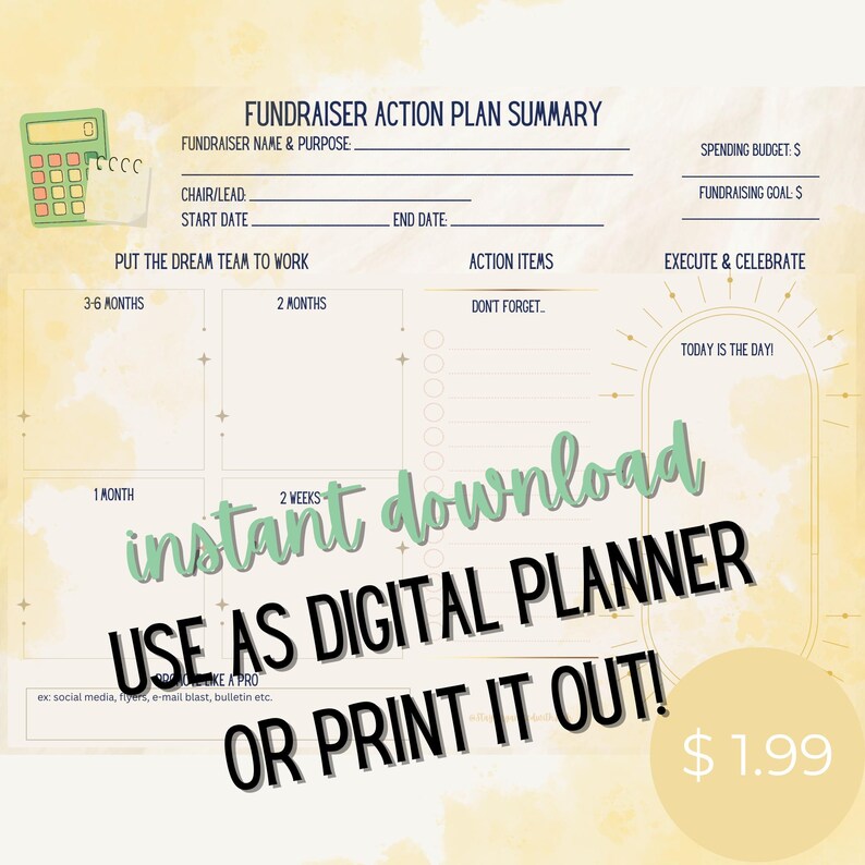 Fundraiser Action Plan | Instant Download | School Team Fundraiser ...