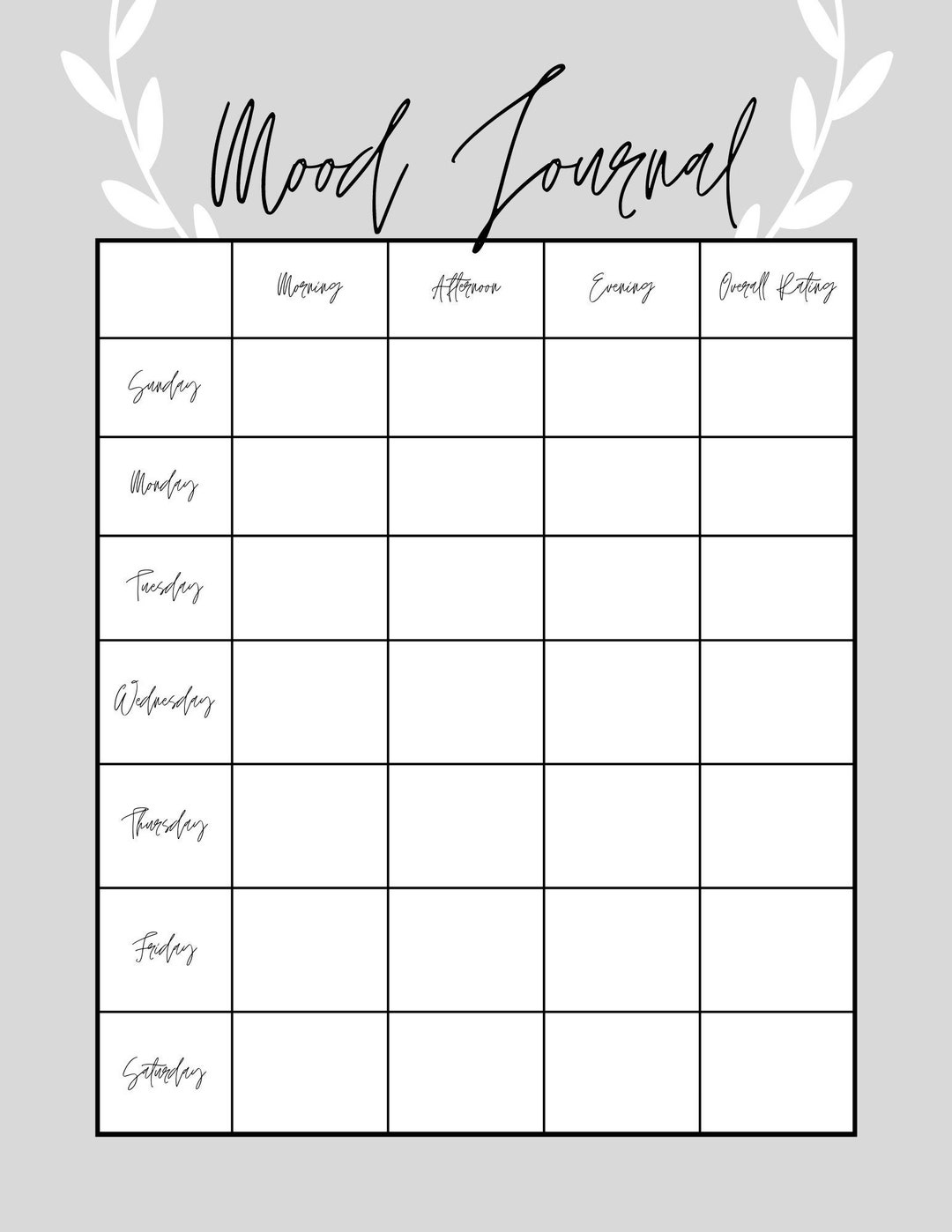 Mood Journal Template - Etsy