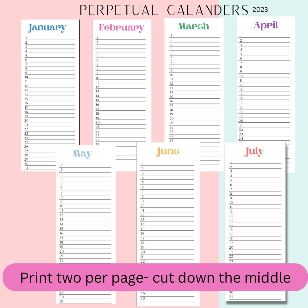Printable 2023 Perpetual Calander - Etsy