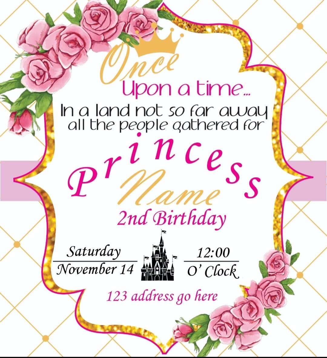 Princess 2nd Birthday Invite - Etsy