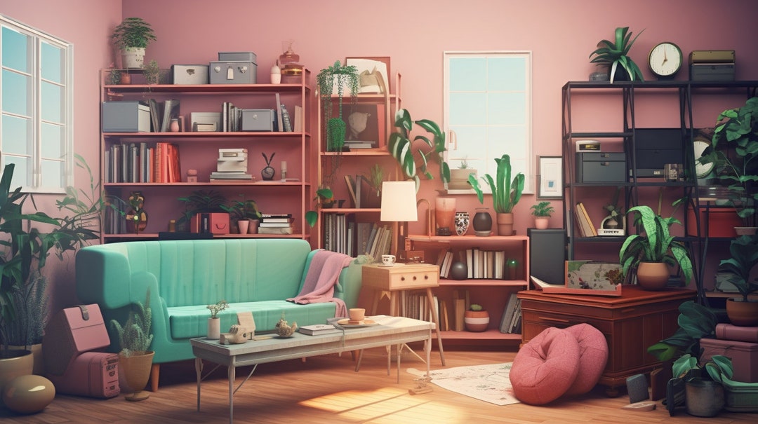 Whimsical Living Room Zoom Background - Etsy Australia