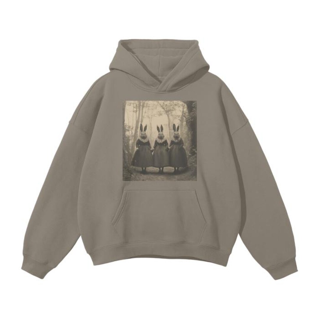 Gothic Bunnies Oversized Solid Color Fleece Hoodie,rabbits Dropped ...