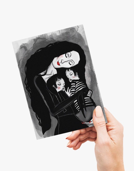 Wednesday Addams Morticia Hugging