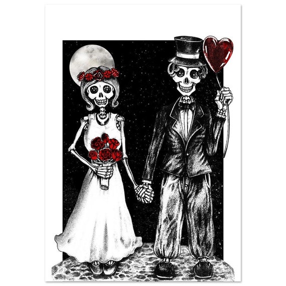 Skeleton Bride And Groom Drawing